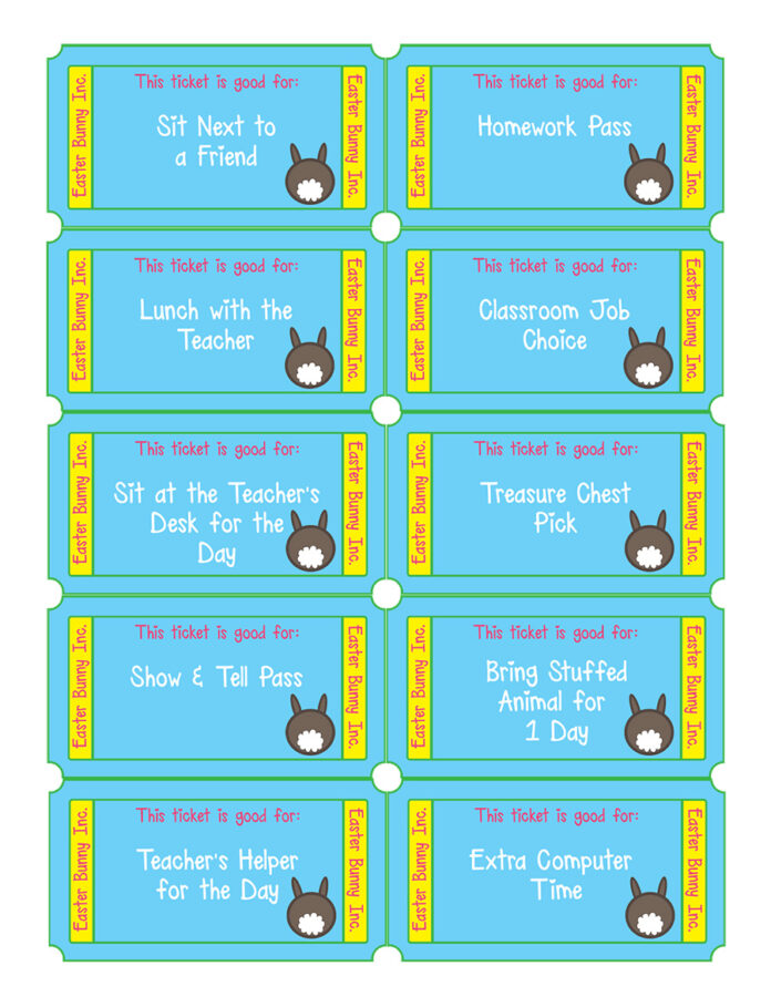 Free Easter Egg Tickets - Alternative to Candy Easter Egg Fillers