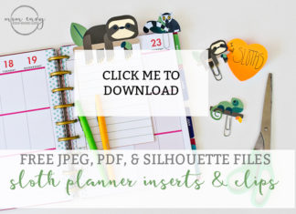 Free Sloth Planner Inserts and Clips - Printable Planner Inserts and Clips