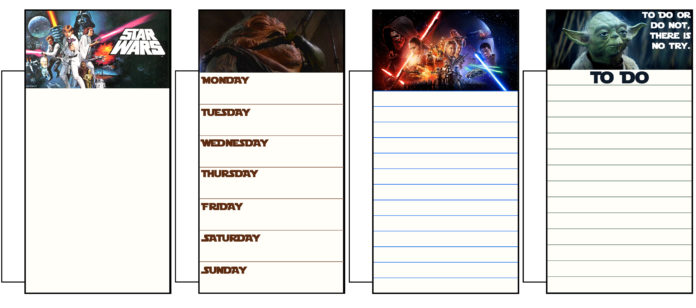 Free Star Wars Planner Inserts and Clips
