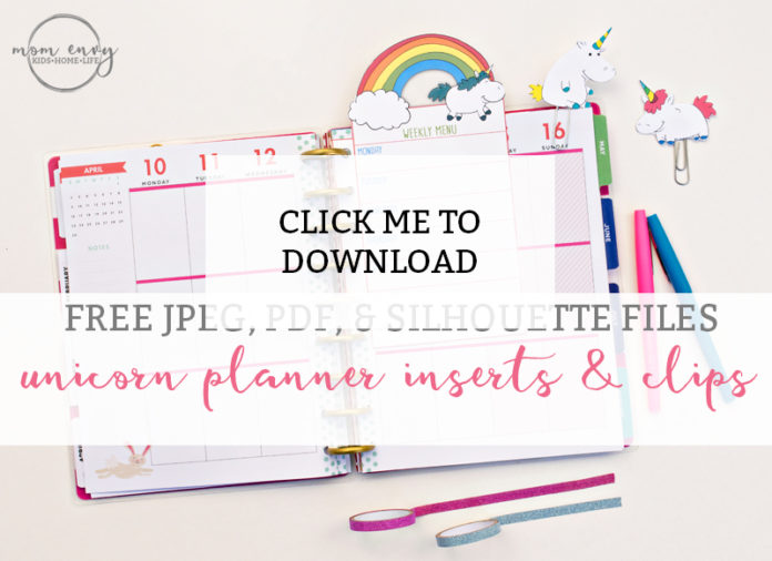 Free Printable Unicorn Planner Inserts and Clips