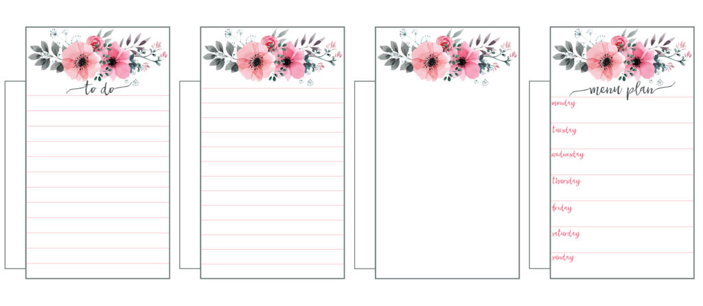 Free Printable Floral Planner Inserts and Clips