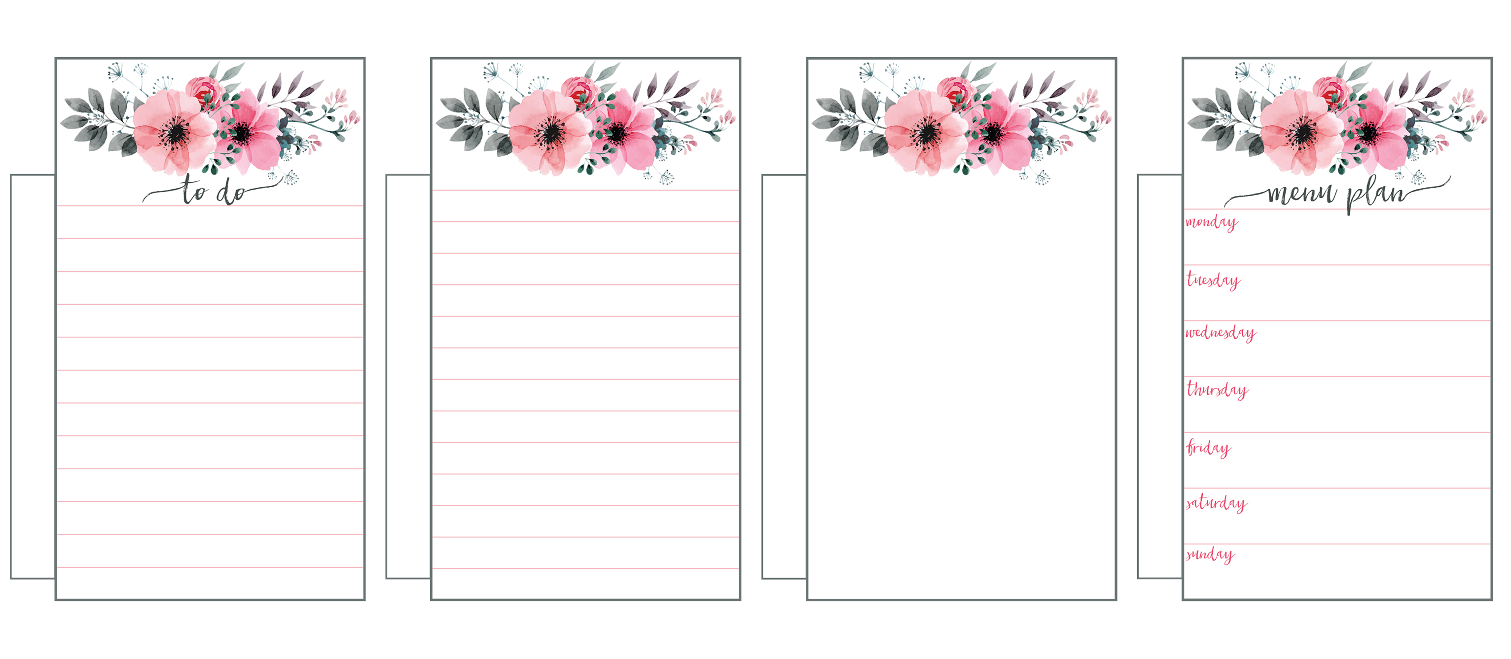 Free Printable Floral Planner Inserts And Clips