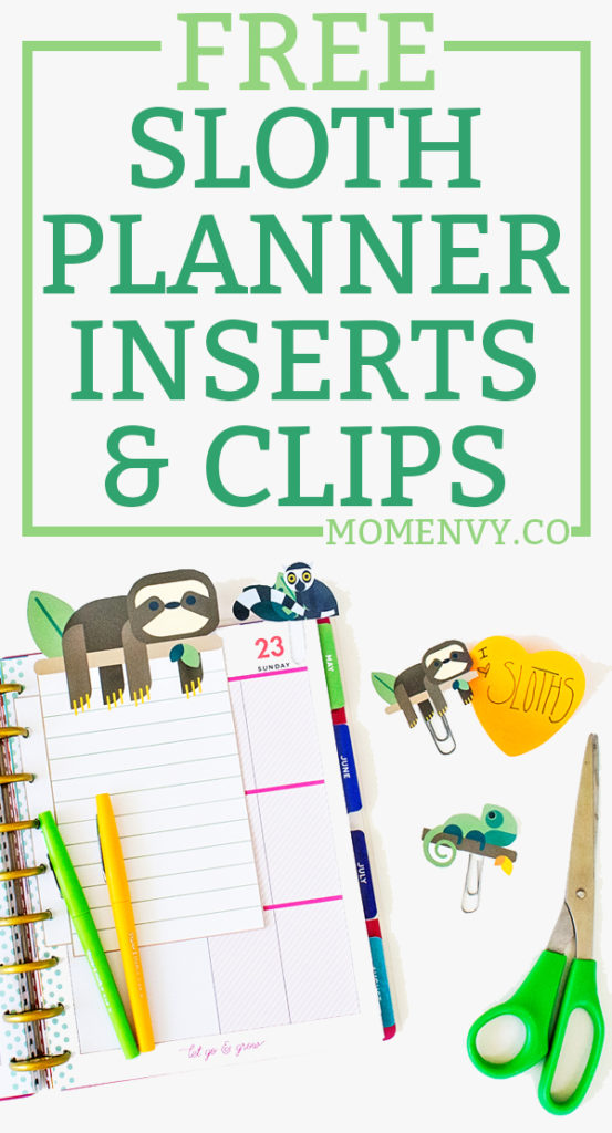 Free Sloth Planner Inserts and Clips - Printable Planner Inserts and Clips