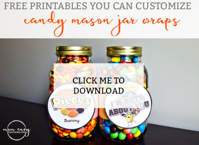 Candy Mason Jar Gifts - Free Customizable Printables