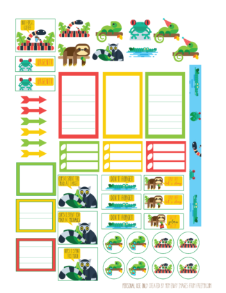 Free sloth planner stickers. Sloth and tropical animal printable stickers.