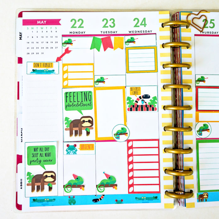 Free sloth planner stickers. Sloth and tropical animal printable stickers.