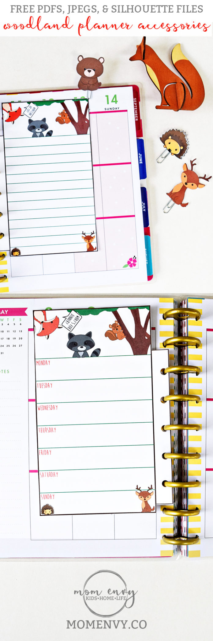Free Woodland Animal Planner Inserts and Clips