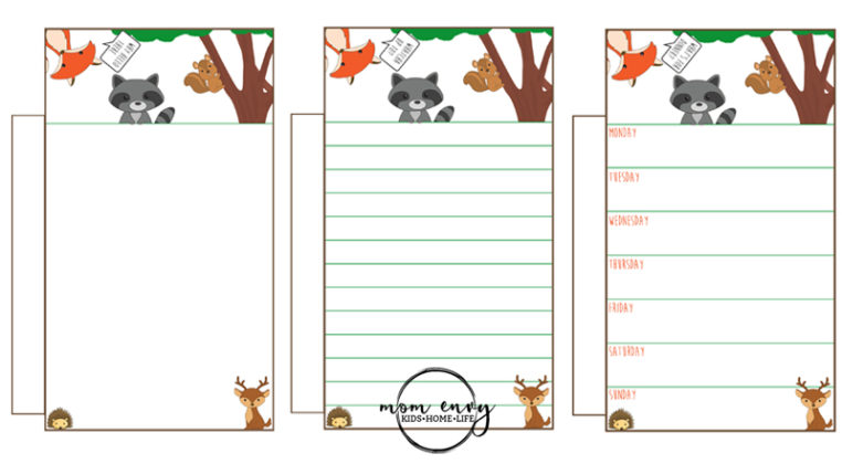 Free Woodland Animal Planner Inserts and Clips