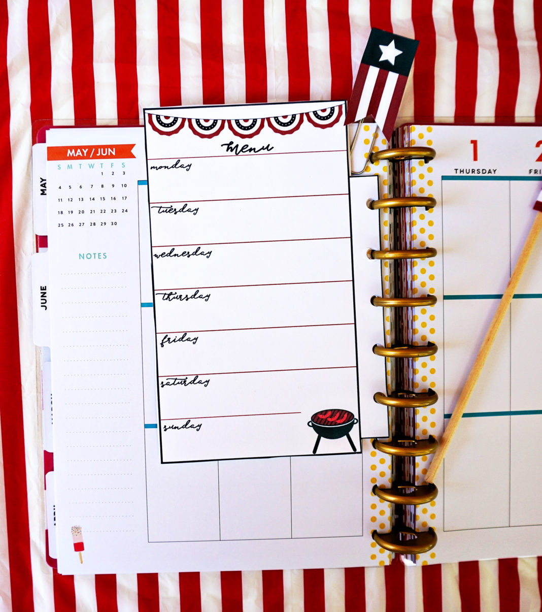 Free Patriotic Planner Inserts and Clips - Memorial Day Planner Printables