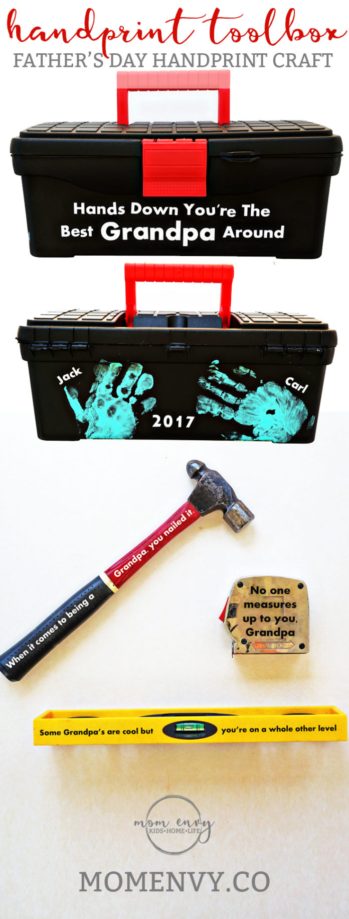 Father's Day Handprint Toolbox Craft - with Matching Tools