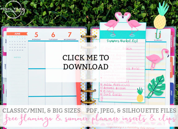 Flamingo and Summer Planner Inserts and Clips - Free Printables