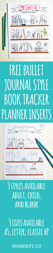 Bullet journal style book tracker from Mom Envy. Free printable. Free ...