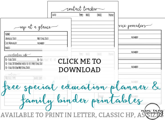 IEP Binder - Free Special Education Planner Inserts