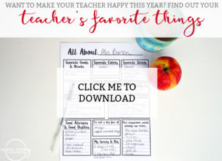 About the Teacher - Free Printable for Parents to Get to Know the Teacher