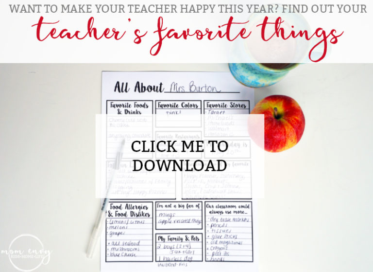 About the Teacher - Free Printable for Parents to Get to Know the Teacher