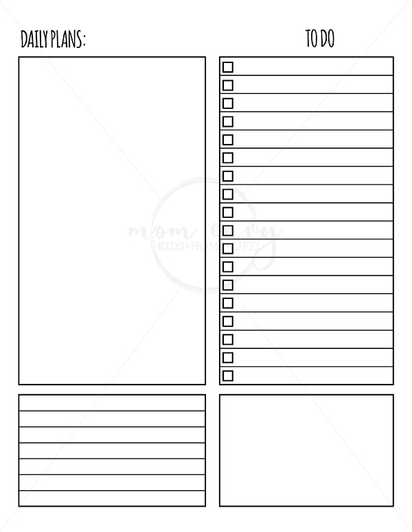 Daily Planner Page Blank Daily Page 1 Mom Envy