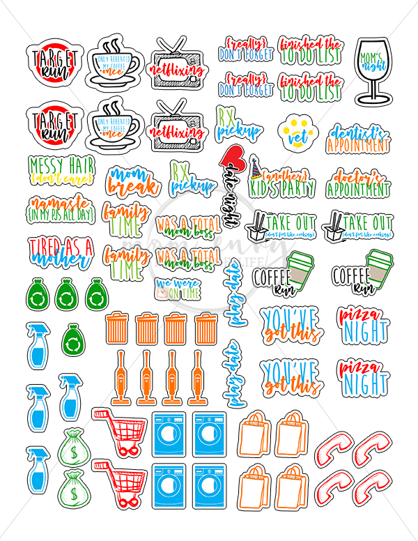 Free Mom Planner Stickers 33 Different Designs Free SVG Included