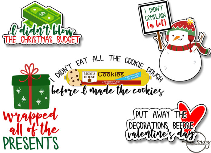 Free Funny Planner Stickers - Holiday Adulting Stickers