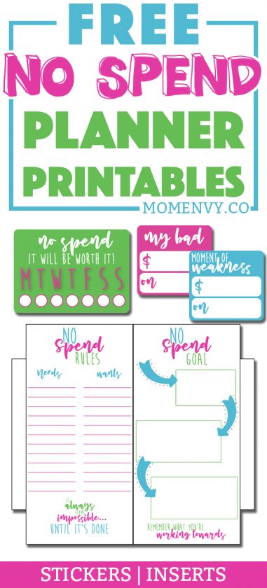 No Spend Month Tips - Free No Spend Planner Stickers and Trackers