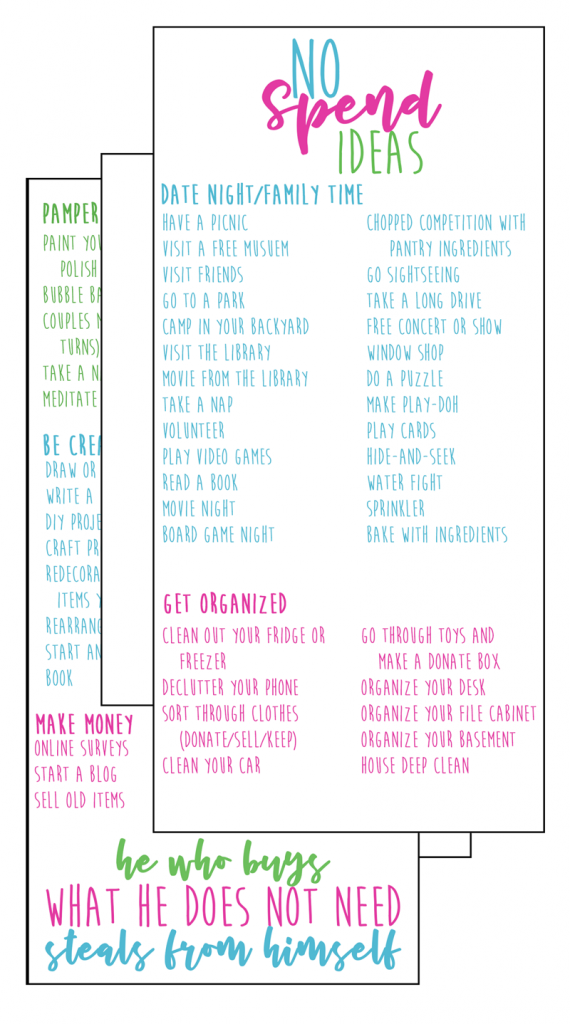 No Spend Month Tips - Free No Spend Planner Stickers and Trackers