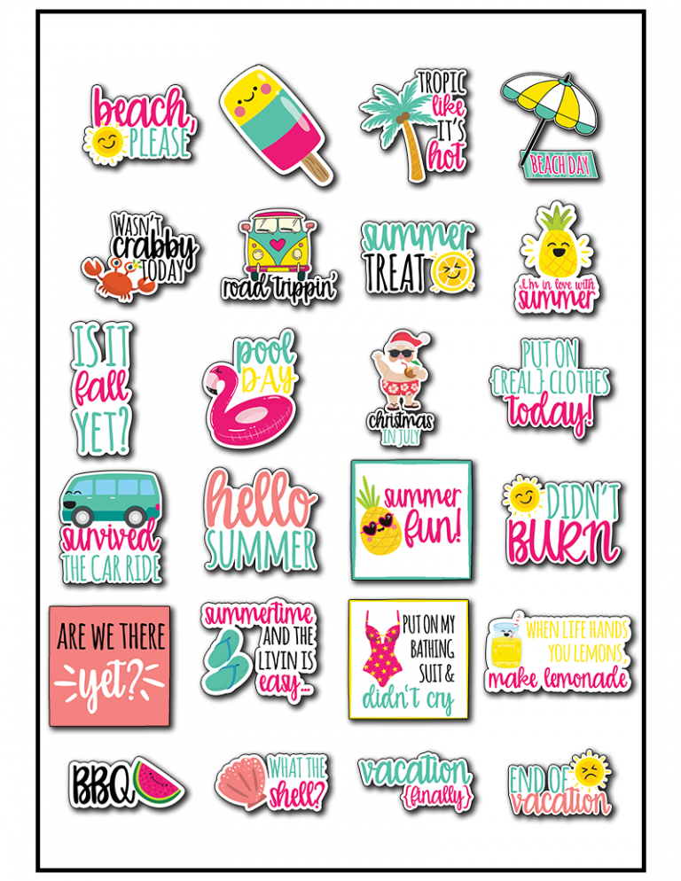 Free Summer Planner Stickers - Fun and Colorful Summer Stickers
