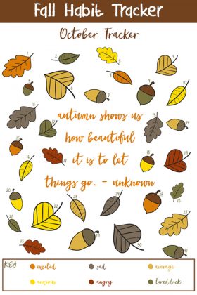 Free Fall Planner Inserts & Fall Habit Tracker: Pretty Leaf Design