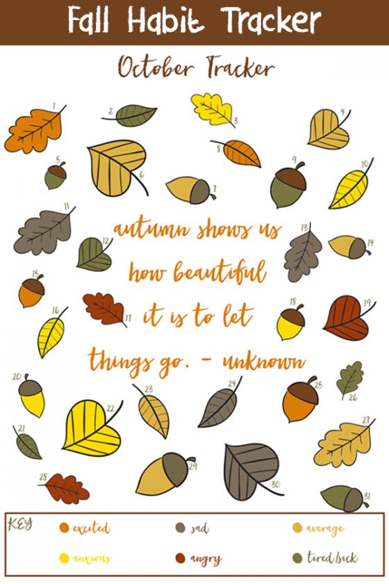 Free Fall Planner Inserts & Fall Habit Tracker: Pretty Leaf Design