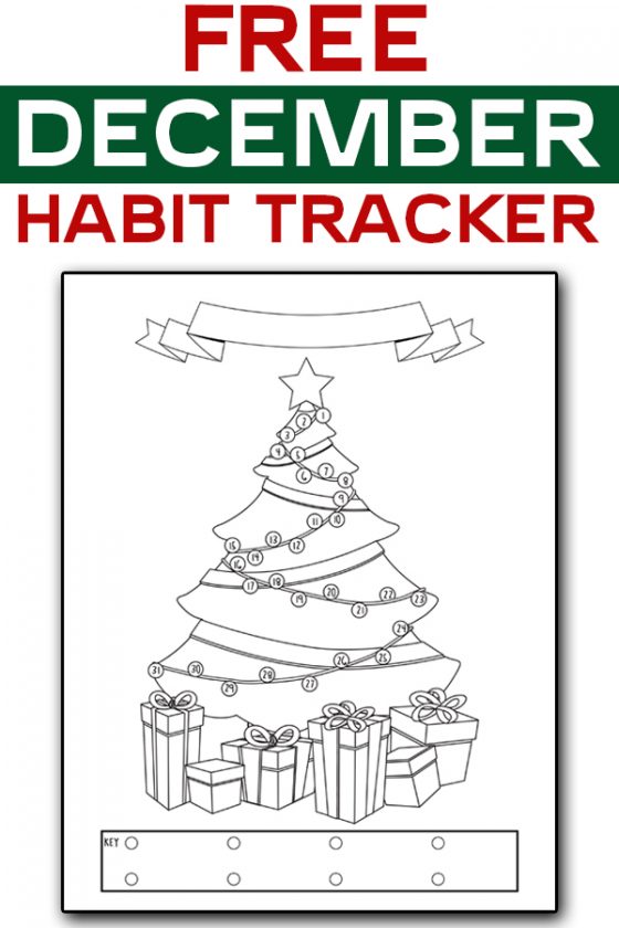 Free December Habit Tracker: Christmas Tree Bullet Journal Tracker