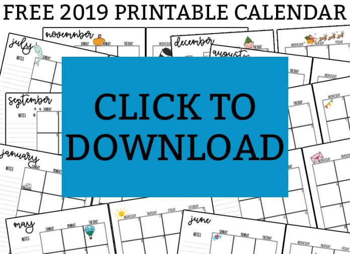 2019 Printable Calendar