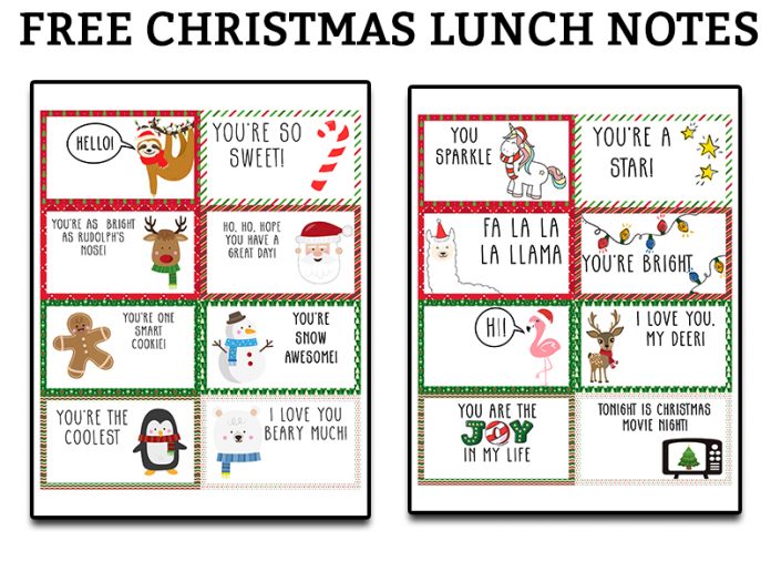 Christmas Lunch Notes Download - Mom Envy