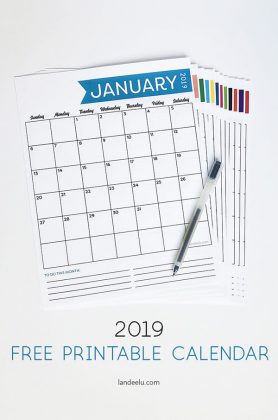 Free 2019 Calendars