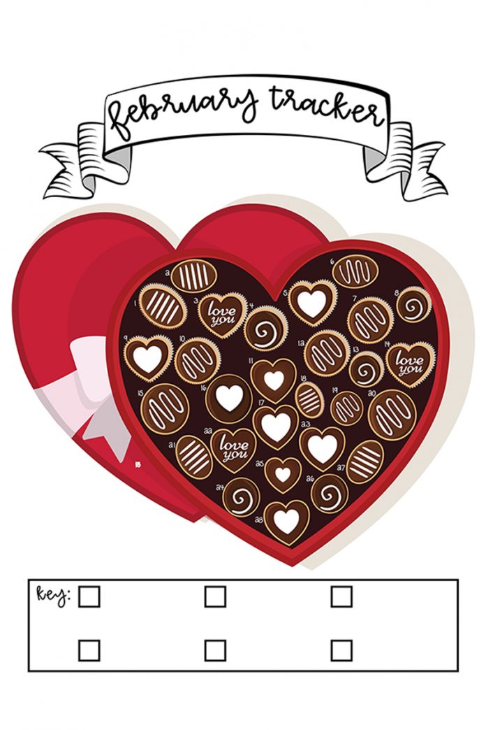 February Mood Tracker and Habit Tracker: Valentine's Day Themed Tracker