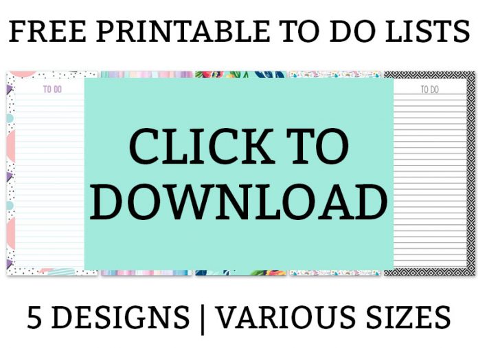 Printable To Do Lists - 5 Different Designs in Various Sizes