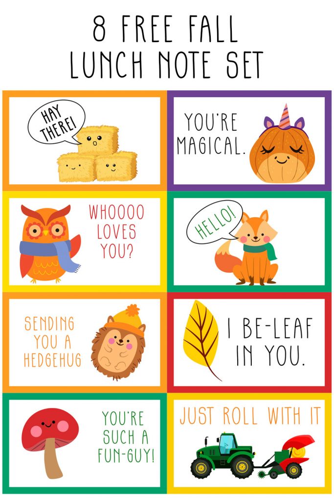 Halloween Lunch Notes - Free Printable Lunchbox Notes for Fall