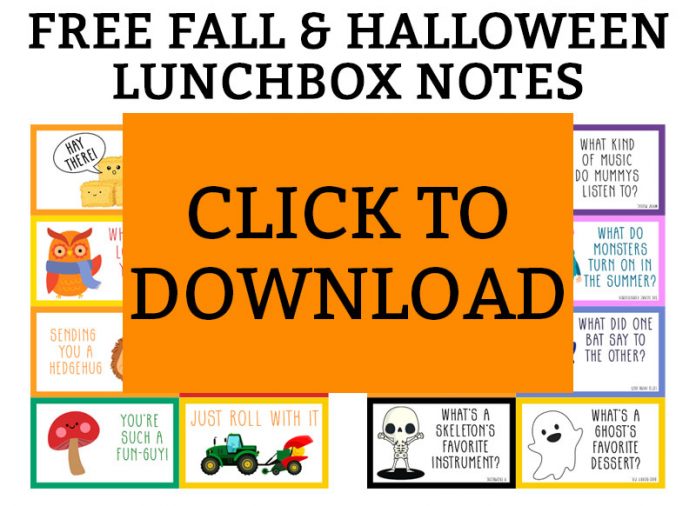 Halloween Lunch Notes - Free Printable Lunchbox Notes for Fall