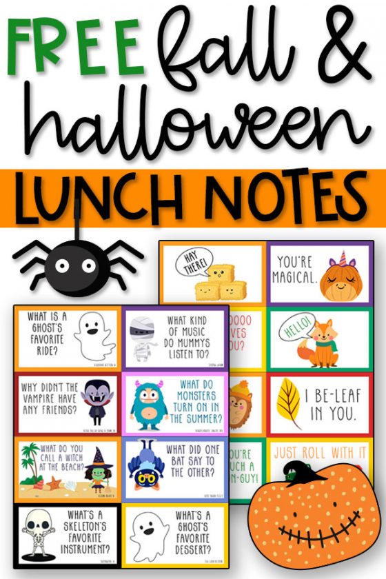 Halloween Lunch Notes - Free Printable Lunchbox Notes for Fall