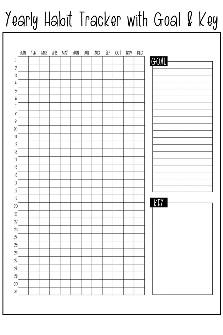 Free Yearly Habit Tracker Printable Set Free Printable - Track a Habit ...