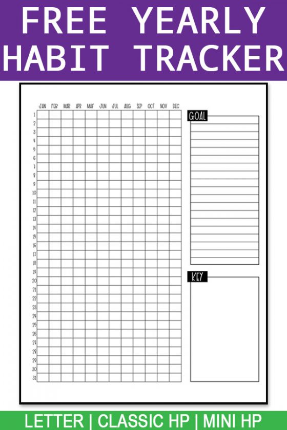 Free Yearly Habit Tracker Printable Set Free Printable - Track a Habit ...
