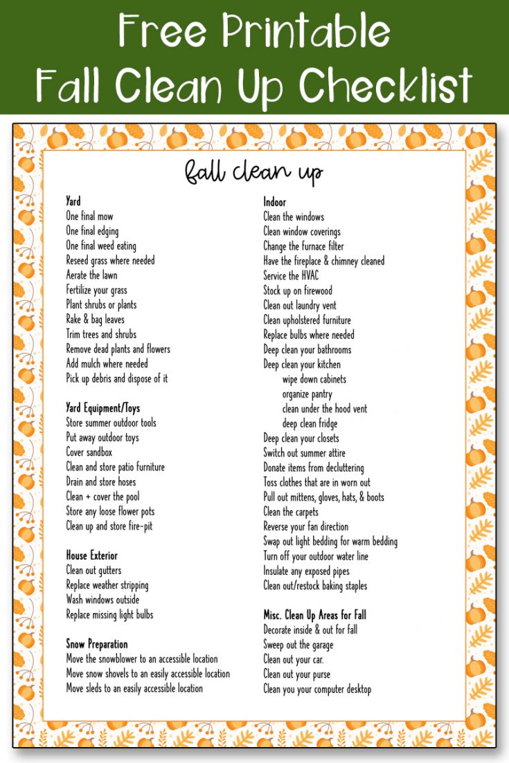Fall Clean Up - Free Checklist to Prepare your House for Fall