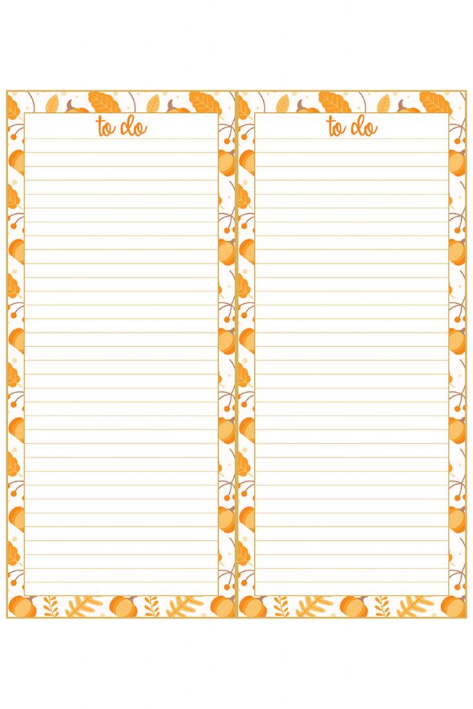 Free Fall To Do Lists - 7 Designs Available in Multiple Sizes