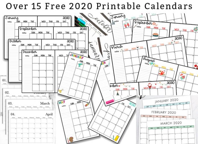 2020-Free-Printable-Calendars-1 - Mom Envy