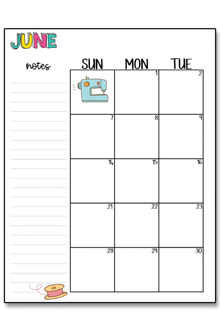 Free 2020 Craft Calendar - A Craft Themed Printable Calendar