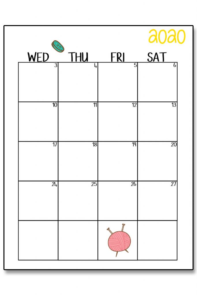 Free 2020 Craft Calendar - A Craft Themed Printable Calendar