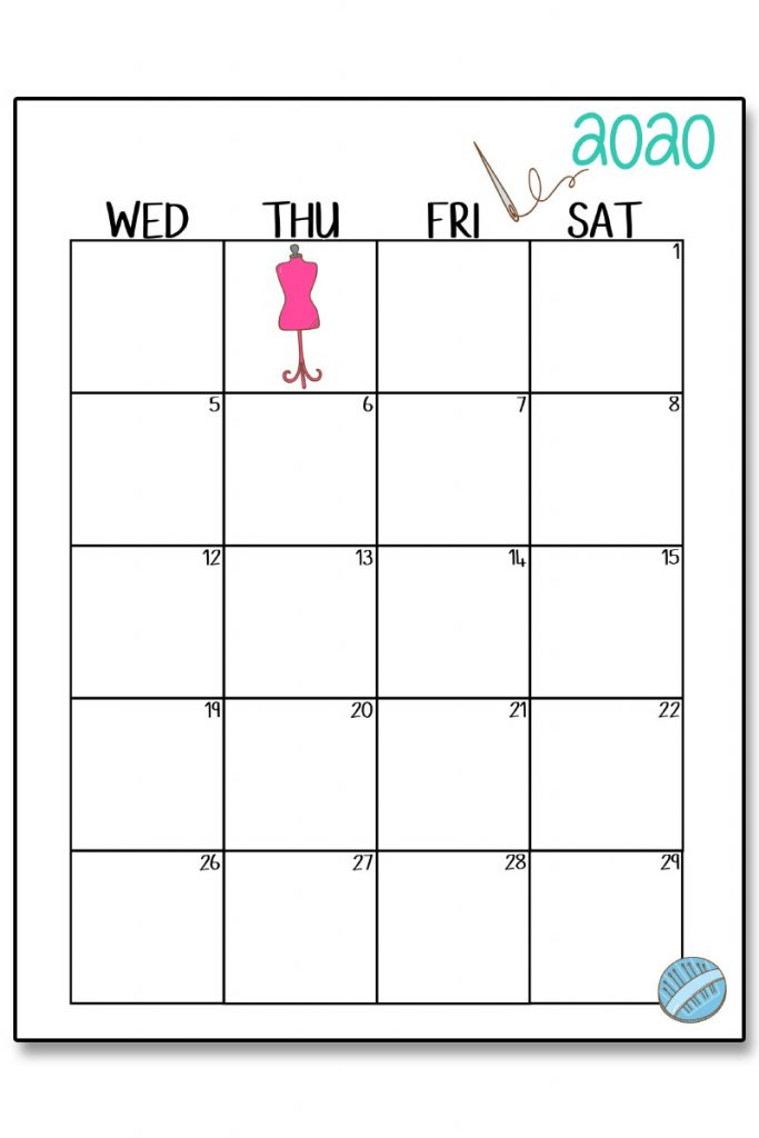 Free 2020 Craft Calendar - A Craft Themed Printable Calendar