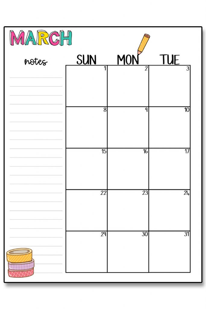 Free 2020 Craft Calendar - A Craft Themed Printable Calendar