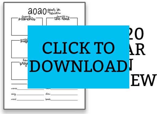2020 Year in Review Printable