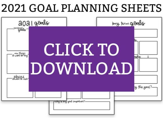 2021 Goal Planning Sheets