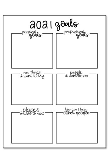 2021 Goal Planning Sheets