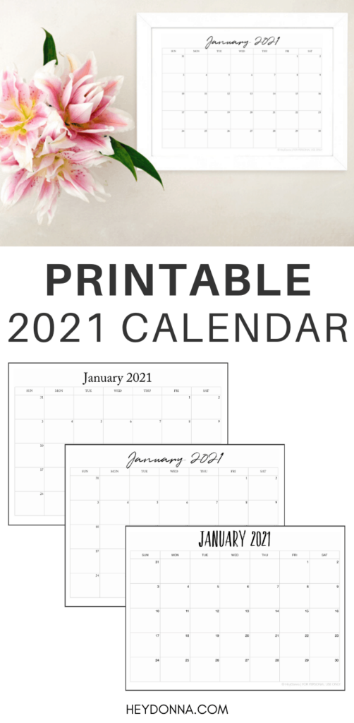 Free Printable 2021 Calendars