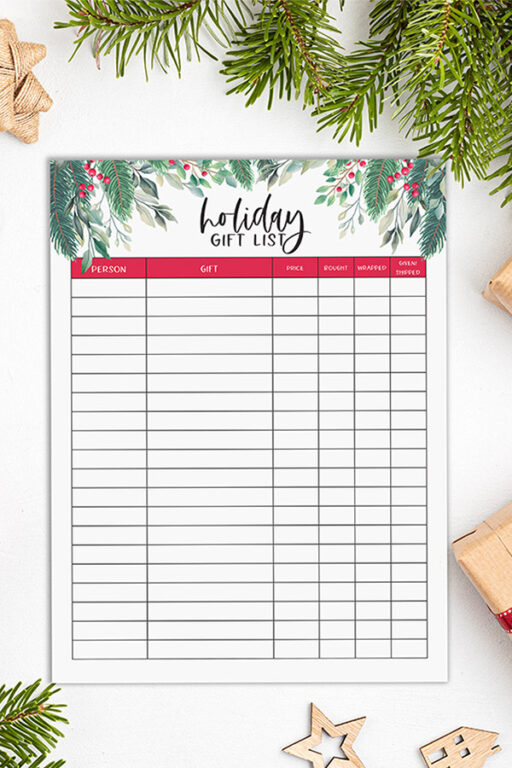 Free Printable Christmas Gift List Idea Set